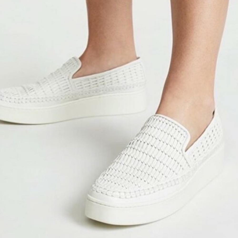 Vince Woven Stafford Slip On White Leather Sneaker Sh… - Gem
